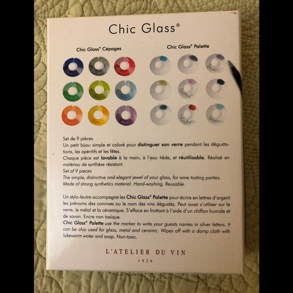 L’Atelier Du Vin | Dining | New Chic Glass Wine Markers | Poshmark